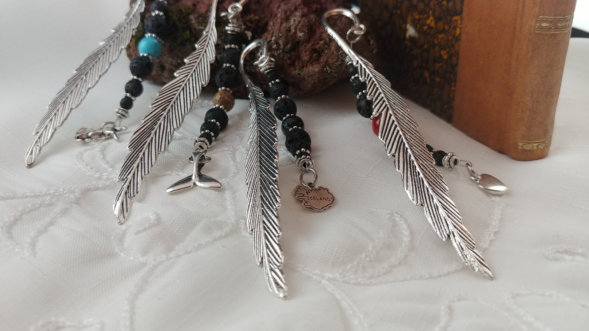 Lava Stone and Charm Bookmarks - 4 types of charms: Heart || Iceland ...